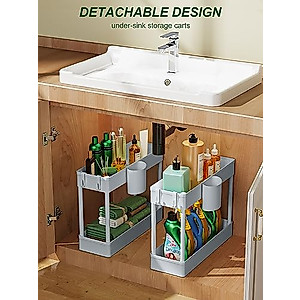 LEHOM 5.1" Slim Storage Cart - 4 Tiers Bathroom Organizer Mobile Shelving Unit Storage Rolling Utility Cart Slide Out Organizer for Kitchen Bathroom Laundry Narrow Places, Grey