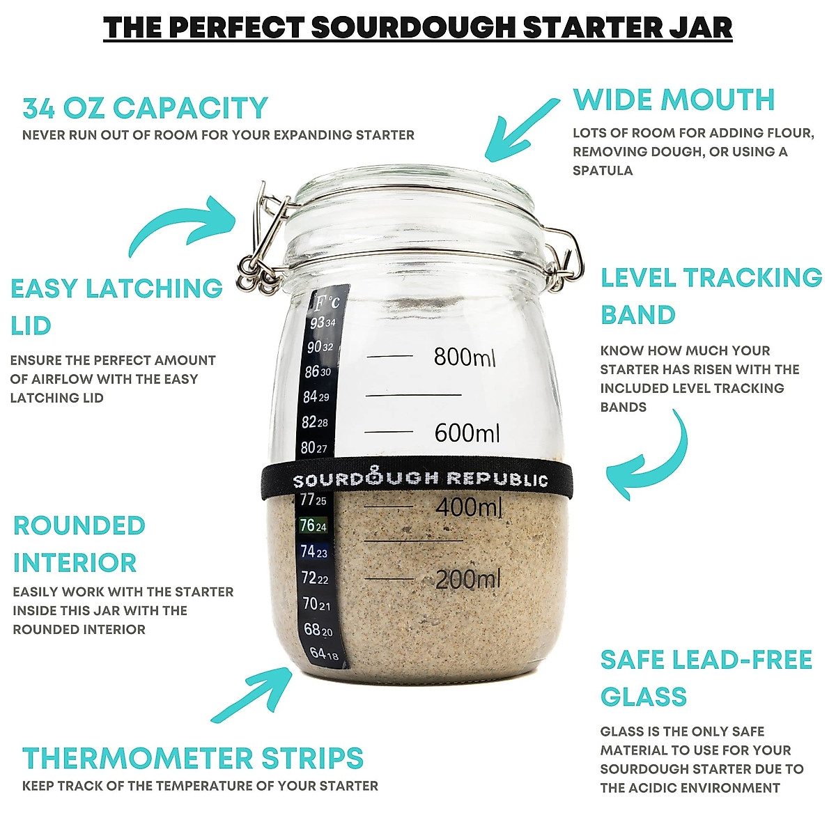 Hemlock Home Brewing Sourdough Starter Jar Kit, 2-pack, Sourdough Baking Accessories, For Sourdough Baking and Sourdough Supplies