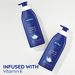 NIVEA Original Moisture Body Lotion with Vitamin E, Body Lotion for Dry Skin, 16.9 Fl Oz Pump Bottle