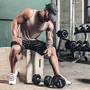 Magiftbox Mens Extended Scoop Workout Stringer Tank Tops Gym Shirts for Men Black/Khaki T05_Khaki_US-M