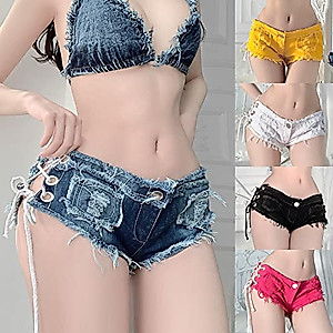 Faringoto Mini Shorts Denim Stretch Cut Low Waist Hot Pants Girls