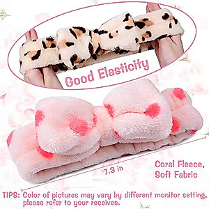 UMIKU 8 Pack Spa Headband for Women, Facial Makeup Headband Soft Coral Fleece Cosmetic Headband for Women Girls Bow Hair Band Head Wraps for Washing Face Mask Spa Shower Gifts