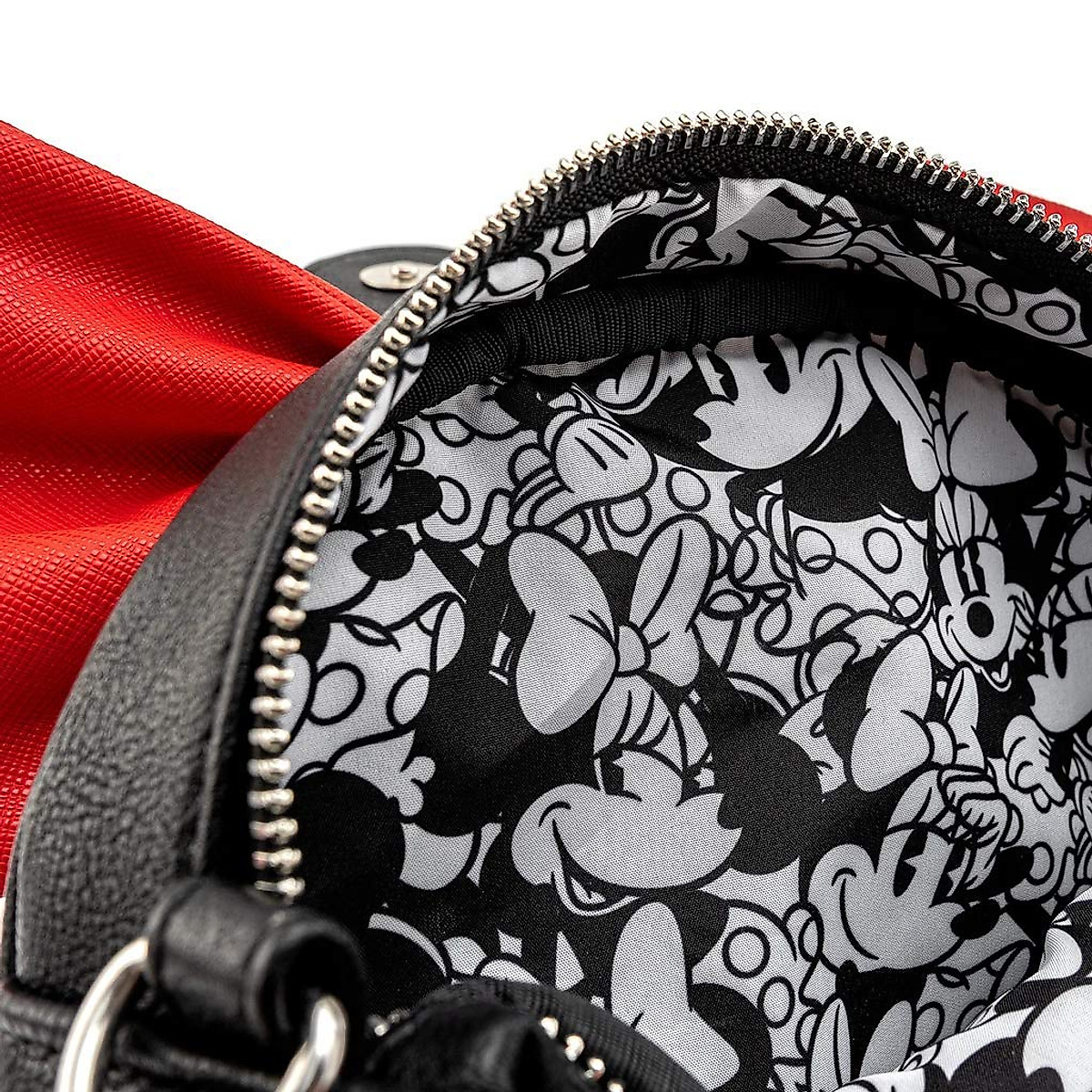 Loungefly x Disney Minnie Mouse Polka Dot Big Red Bow Crossbody Bag (One Size, Black/White/Red)
