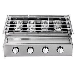 Tabletop Grill,4-Burner Outdoor Tabletop Propane Gas Grill,110V Stainless Steel Portable BBQ Grills for Parties,Backyard Barbecue,Camping or Picnicking