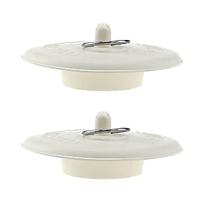 Faotup 2Pcs Rubber Sink Drain Stoppers White Drain Stoppers Universal Bathtub Stoppers with Pull Ring for Bathroom, 1-1/2 Inch