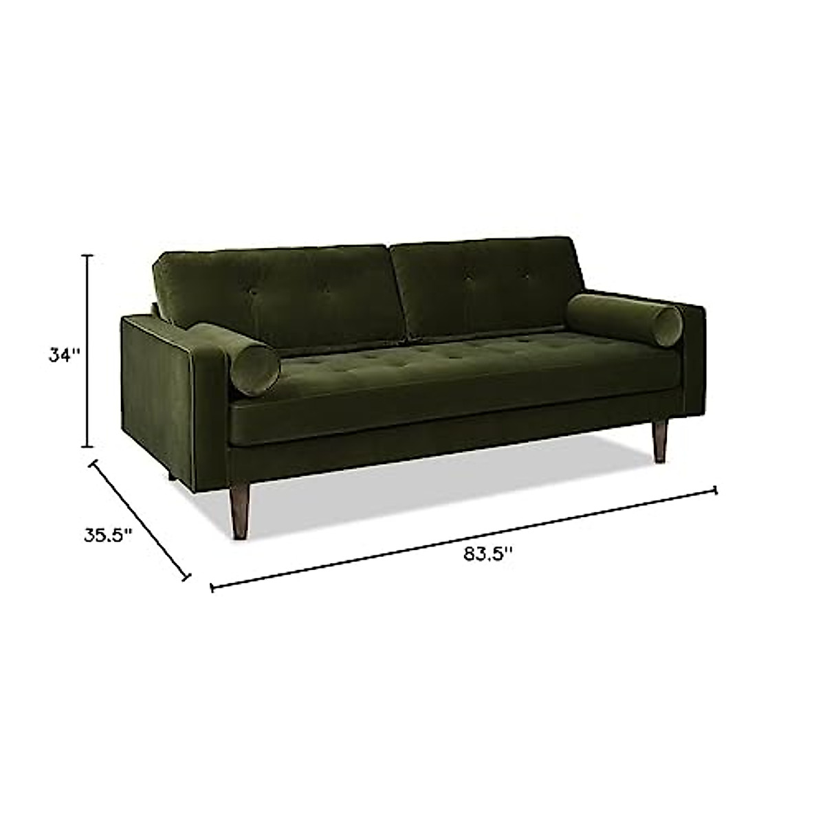 Jennifer Taylor Home Nicholas 83.5" Mid-Century Modern Sofa, Olive Green Performance Velvet