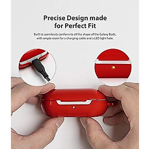 Ringke Case Designed for Galaxy Buds Plus (2020) and Galaxy Buds (2019) Hard PC Case Cover Accessory Upgraded Version with Carabiner - Glossy Red