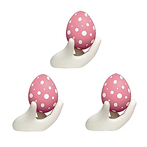 GFLPO 3pcs White Ceramic Easter Egg Cups, Creative Hand Shaped Display Stand, Ideal for Hard Boiled Eggs, Suitable for Restaurants, Kitchens, Home Decorations