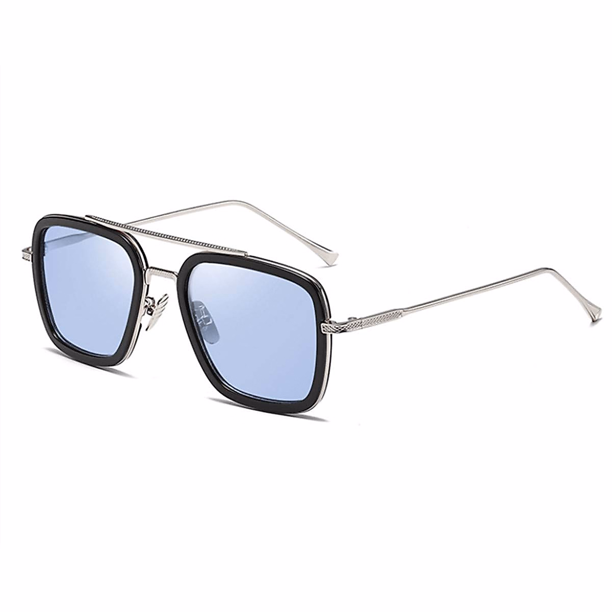 IKANOO Tony Stark Sunglasses for Men Women Vintage Square Metal Frame Iron Man Glasses Spider Man Eyeglasses