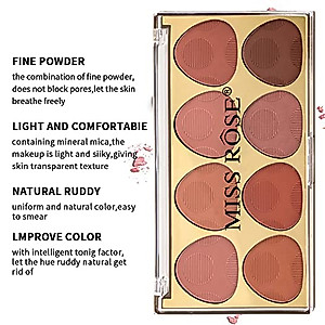 Blush Palette, Matte Mineral Blush Powder Face Blush,Contour and Highlight Blush Palette,Professional Facial Beauty Cosmetic Makeup Blush (#Blush-02)