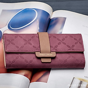 PAULO SERINI® Wallet Women - Womens Wallet with Coin Purse - Card Holder 9 Cards - Wristlet - Vegan Wallets for Women - Birthday Gifts for Women - Billeteras de Mujer - Carteras de Mujer - Cherry Red