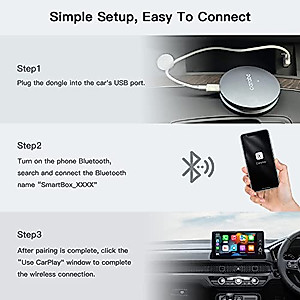 CARABC 5.0 CarPlay Wireless Adapter Factory Wired CarPlay, Wired to Wireless Apple Carplay Dongle, Plug & Play, Online Update