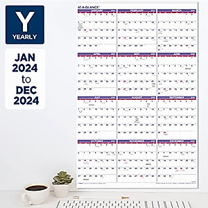 AT-A-GLANCE 2024 Paper Wall Calendar Monthly Planner, 24" x 36", Extra Large (PM122824)