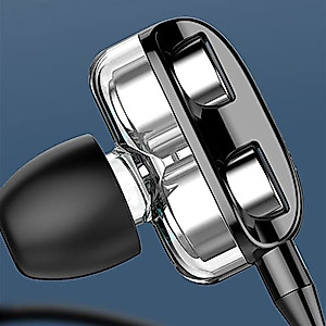 LEAQU Earbuds Wired Dual Moving Coil in-Ear Wired Sport Earphones Steady Firm Black