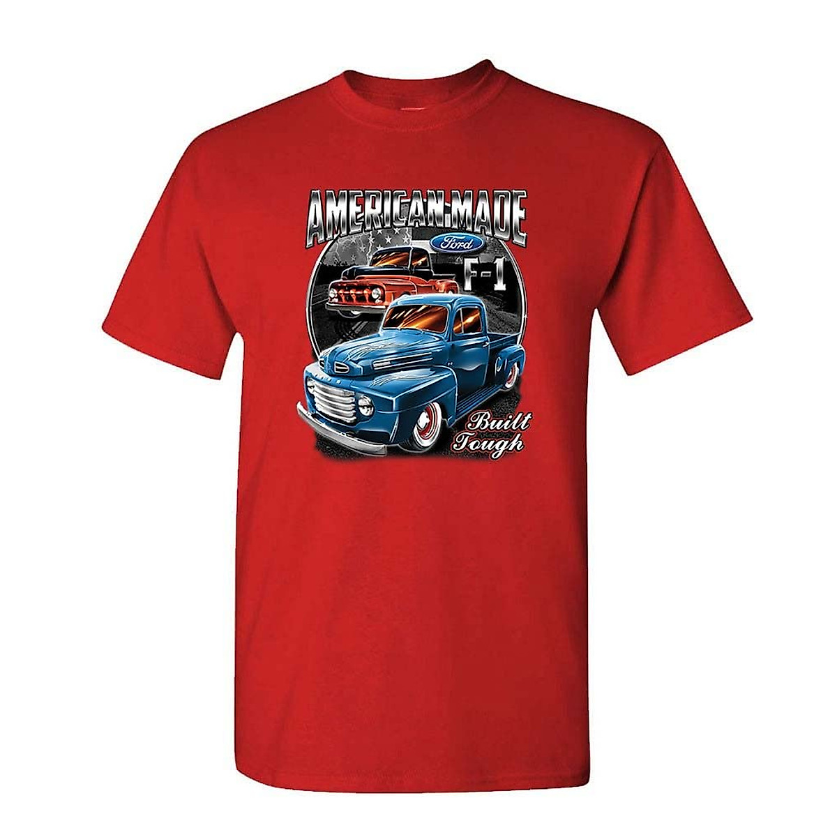 Ford American Made F1 Built Tough Trucks - Unisex T-Shirt (2XL, Red)