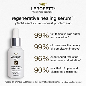 LEROSETT Serum for Acne Scarring Healing, Redness, Breakouts, Blemishes, Irritation, Razor Burn, Hydrate & Soothes Skin, Natural Serum. Plant Based Vegan - 1 oz