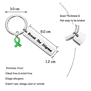 Gzrlyf Mental Health Awareness Keychain Break The Stigma Inspirational Gifts Green Awareness Support (break the stigma)