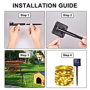 Solar String Lights, 100-LED 39ft 8-Lighting Modes Waterproof Copper Wire Solar Powered Fairy Lights for Christmas, Patio, Lawn, Garden Decorations (1 Pack, Warm White)