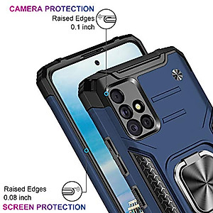 IKAZZ Galaxy A51 4G Case with Screen Protector,Dual Layer Soft Flexible TPU and Hard PC Cover Anti-Slip Full-Body Rugged Protective Phone Case with Kickstand for Samsung Galaxy A51 4G Blue