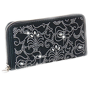Zzfab Laser sparkle Gem Wallet Rhinestone Wallet -Bling wallet Black