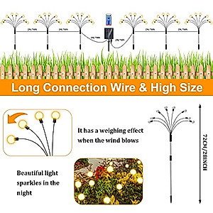 Anubarak 6 Pack Firefly Lights Solar Outdoor, Swaying Solar Garden Lights with Remote Control, 8 Flashing Modes and 20 Working Hours Garden Decor, Solar Outdoor Lights Decorative for Path Yard Patio