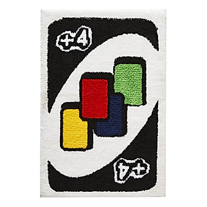 Estmy UNO Card Rug, Funky Aesthetic Retro Throw Area Rugs 2x3 Non Slip Washable, Modern Abstract Cute Unique Bathroom Bedroom Rugs Fluffy Soft Small Rugs for Entryway Indoor, Funny Housewarming Gift