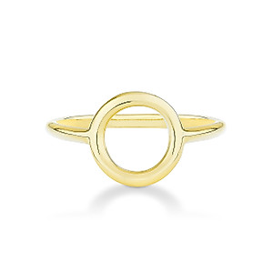 Miabella 925 Sterling Silver or 18Kt Yellow Gold Over Silver Open Circle Ring for Women Made in Italy (yellow-gold-plated-silver, 7)