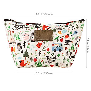 FRCOLOR Toiletry Bag, Multifunction Makeup Bag Purse Organizer Cartoon Cosmetic Pouch Waterproof Travel Cosmetic Case for Women Girls Teenagers (Happy Camping)