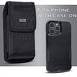 PiTau Large Cell Phone Belt Holder Holster Case with Clip Pouch Cover for iPhone 14 Plus 14 13 12 11 Pro Max, Xs Max, 8 7 Plus, Samsung Galaxy S23+ S22+ S21+ S20+ Plus Models, A54 5G A53 A52 A51 A50