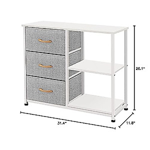 AZL1 Life Concept Rustic Brown Fabric Dresser, 4 Drawer Organizer Unit with 2 Shelves, Storage Chest for Bedroom, Entryway, Hallway, Living Room, Office, Light Grey