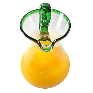 MAREY Mexican Glass Pitcher for Water | Blown Glass | Artisan Handcrafted from Mexico (Green Rim, 77 Fl. Oz.)