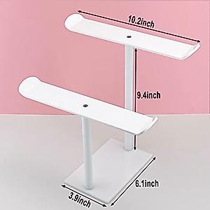Bigfety Acrylic Headband Holder, 2 Pack White Headband Organizer Stand, Hair Accessories Storage (2-Tier & 2-Panel)