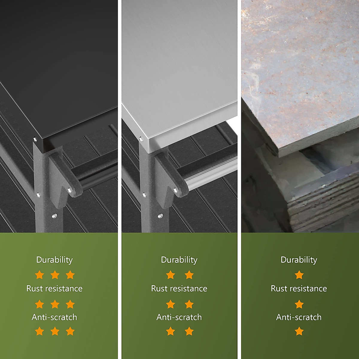 Outdoor Prep Dining Table,Movable Pizza Oven Stand, Stainless Steel Patio Bar Cart,Patio Grilling Backyard BBQ Grill Cart,Dark Gray Tabletop(Gray)