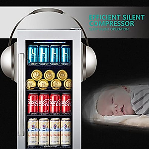 Kalamera Beverage Refrigerator Cooler, 100 Cans Mini Fridge with Glass Door Built-in or Freestanding, 15 inch Beverage Fridge with Seamless Stainless Steel Door for Beer Drinks or Soda