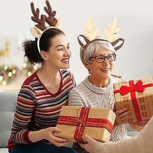 Cotiny 4 Pack Christmas Reindeer Antler Headbands Deer Hoop Headwear for Kids Adults Christmas Costume Holiday Party Favors
