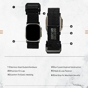URBAN ARMOR GEAR UAG Compatible with Apple Watch Band 49/45/44/42mm for iWatch Series Ultra 2/9/Ultra/SE 2/8/1-7/SE Active Graphite/Black (New Edition) Sport Adjustable Replacement Strap