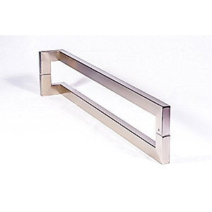 24 Inch Square Rectangle Flat Shape Stainless Steel Modern Contemporary Entry Door Handle Bar Pull Shower Glass Sliding Barn Door Entrance Interior Exterior Door Pull Push Brush Nickel Satin Finish