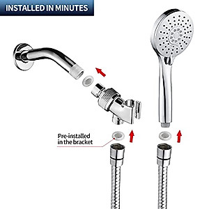 HBGEWO Handheld Shower Head Set High Pressure Shower Head High Flow Hand Held Showerhead Set with 59 Inch 304 Stainless Steel Hose and Multi Angle Adjustable Shower Bracket
