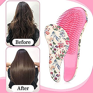 𝐂𝐀𝐍𝐃𝐘𝐁𝐑𝐔𝐒𝐇 Detangler Hair Brush Wet Brush Mini Detangling Hairbrush for Curly Thick Natural Straight Fine Wet Dry Hair for Kids Toddlers Girls Pain Free Small (Cute Flower)