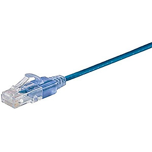 Monoprice - 115154 SlimRun Cat6A Ethernet Patch Cable - Snagless RJ45 UTP Pure Bare Copper Wire 10G 30AWG 3ft Blue 10-Pack