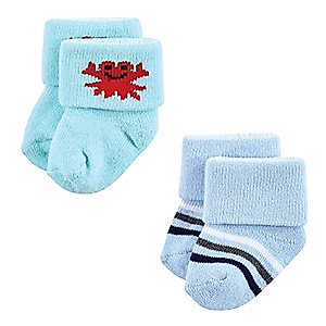 Hudson Baby baby girls Cotton Rich Newborn and Terry Socks, Sea Creatures 12-pack, 0-6 Months US