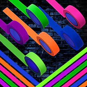 Whaline 6 Colors Neon Gaffer Cloth Tape, Fluorescent UV Blacklight Glow in The Dark Tape for UV Party (0.6 inch x 16.5 feet)