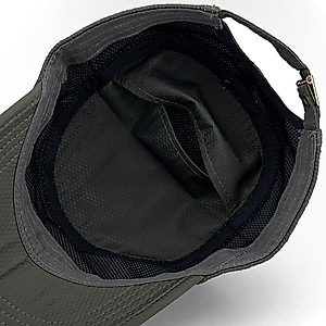 REDSHARKS womens Hidden Pocket Cadet Army Quick Dry Military Style Flat Top Baseball Dad Sun Cap, Green, X-Large