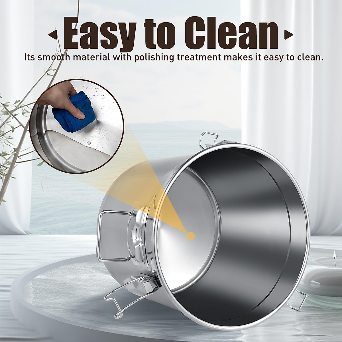 GXFCHYL Stainless Steel Airtight Canister for Kitchen, Rice Cereal Grain Canisters Container with Handles and Lid for Household Kitchen Food (33, Cylinder, 1, JJFTBLC3WDHS8-SHA)