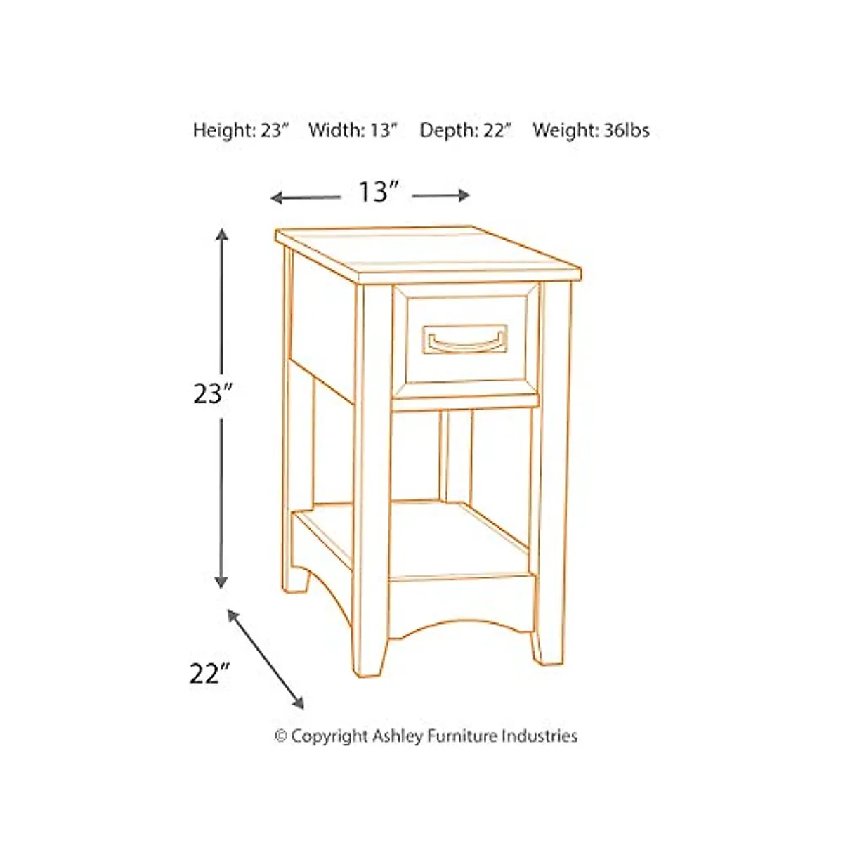 Signature Design by Ashley Breegin New Traditional Wooden Chair Side End Table with 1 Drawer and 1 Fixed Shelf, Brown