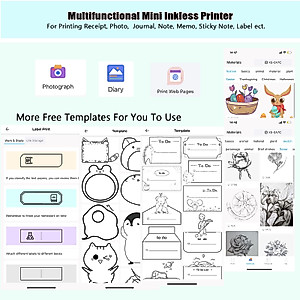Mini Inkless Sticker Printer , HD Mini Thermal Sticky Note Printer Print Pod Sticker Maker, Mini Portable Bluetooth Pocket Printer for School Notes DIY Label/Lists, Mini Printer for iPhone & Android