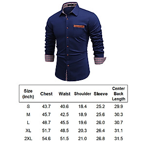 COOFANDY Mens Button Down Long Sleeve Shirts Slim Fit Dress Shirt Denim Cowboy Shirts
