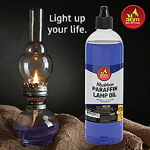 Ner Mitzvah Paraffin Lamp Oil - Blue Smokeless, Odorless, Clean Burning Fuel for Indoor and Outdoor Use with E-Z Fill Cap and Pouring Spout - 32oz