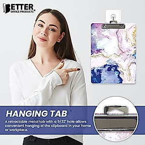 Fashion Clipboard, Abstract Art Design, Standard A4 Letter Size, 12.5" x 9", Wooden Clipboard, Low Profile Clip, Decorative Clipboard, by Better Office Products (Blue-Purple)