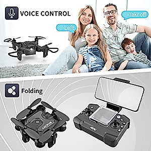 4DV2 Foldable Mini Drone with 720P Camera for Kids,2.4G FPV Video camera,Nano Portable Pocket RC Quadcopter Toys,3D Flip,Altitude Hold,Headless Mode,Trajectory Flight,3D Flips,3 Battery